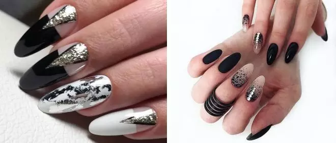 Xyoo Tshiab manicure 2020 rau ntev tes - nrog ib tug qauv, nrag, rhinestones, liab, dawb, kab tho, ci, dub, xiav, french 3562_17