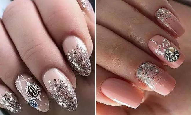 Manicure Taun Anyar 2020 kanggo kuku sing dawa - kanthi pola, lukisan, rhinestones, abang, putih, zam, ireng, biru, Prancis 3562_23