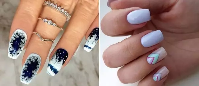 Nytår Manicure 2020 For lange negle - med et mønster, maleri, rhinestones, rød, hvid, smaragd, skinnende, sort, blå, fransk 3562_7