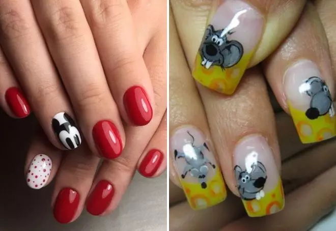 Thiết kế năm mới Nail 2020 - Với chuột, ớt, kim cương, giấy bạc, trong màu pastel, với vàng, nhãn dán, bản vẽ khác nhau 3566_13