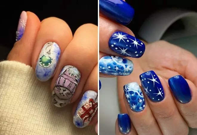 Thiết kế năm mới Nail 2020 - Với chuột, ớt, kim cương, giấy bạc, trong màu pastel, với vàng, nhãn dán, bản vẽ khác nhau 3566_14