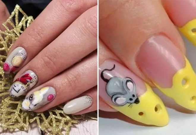 nail design del nuovo anno 2020 - con il mouse, peperoncino, strass, stagnola, in colori pastello, con oro, adesivi, diversi disegni 3566_24