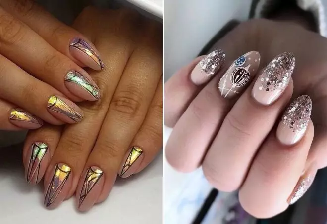 Thiết kế năm mới Nail 2020 - Với chuột, ớt, kim cương, giấy bạc, trong màu pastel, với vàng, nhãn dán, bản vẽ khác nhau 3566_4