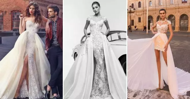 Moda e dasmës 2019 - Dresses, harlisur, të shkurtër, me loop, transformatorët, hairstyles për flokë të gjatë, të shkurtër, kozmetikë, manikyr 3579_28