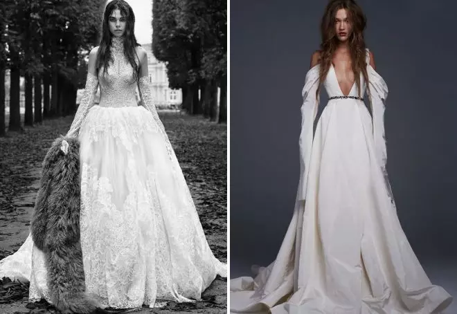 The most beautiful wedding dresses 2018 - fashion trends for winter and summer, lush, short, colored, for complete 3588_21