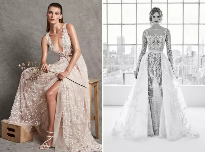 The most beautiful wedding dresses 2018 - fashion trends for winter and summer, lush, short, colored, for complete 3588_27