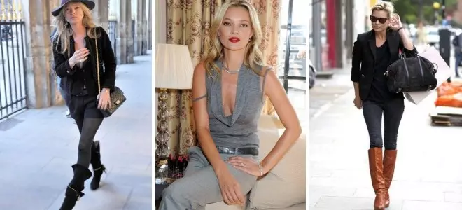 le style Kate Moss - modèles de modèle avec le maquillage et sans elle