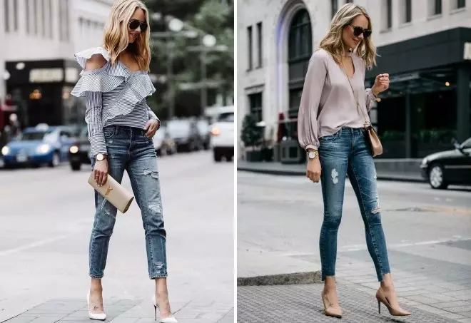 Jeans di fanghi alla moda, tubi, strappati e con tagli, per donne piene e incinte 3770_8