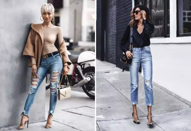 Jeans di fanghi alla moda, tubi, strappati e con tagli, per donne piene e incinte 3770_9