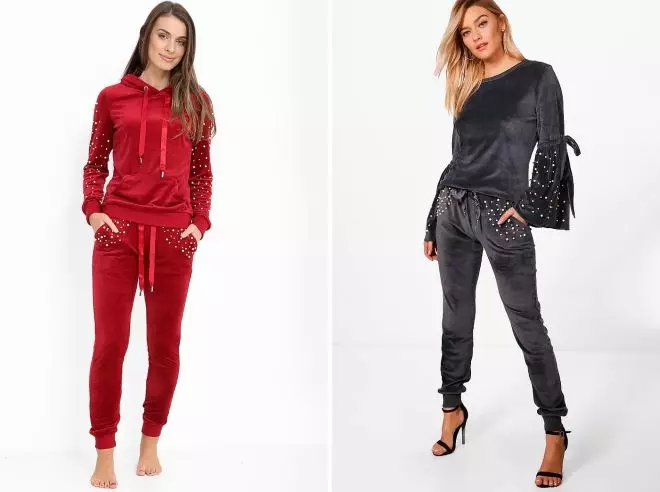 Tracksuit das mulheres para uma caminhada e fitness, para grávida e completa, lã, cashmere e strass 3773_15