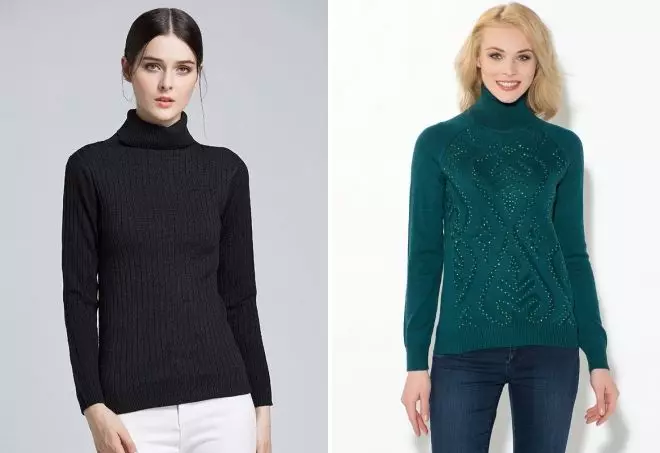 Áo len mỏng manh - với cổ áo cao, đắt, dài, ngắn, trùm đầu, moker, cashmere, openwork, dệt kim 3796_14