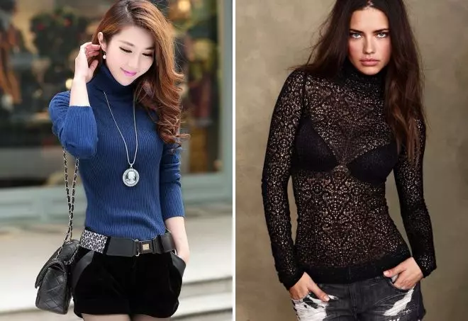 Áo len mỏng manh - với cổ áo cao, đắt, dài, ngắn, trùm đầu, moker, cashmere, openwork, dệt kim 3796_15