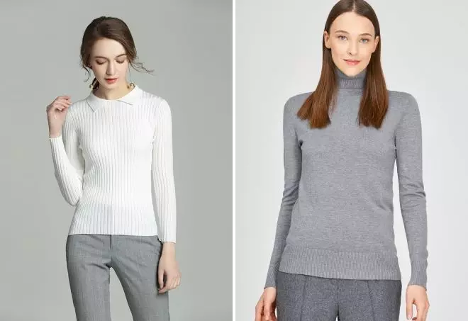 Áo len mỏng manh - với cổ áo cao, đắt, dài, ngắn, trùm đầu, moker, cashmere, openwork, dệt kim 3796_3