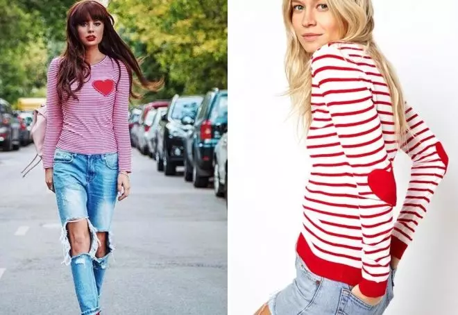 Women's striped sweater - black and white, red, knitted, knitted, with a heart, blue, multicolored, long, with what to wear? 3803_12