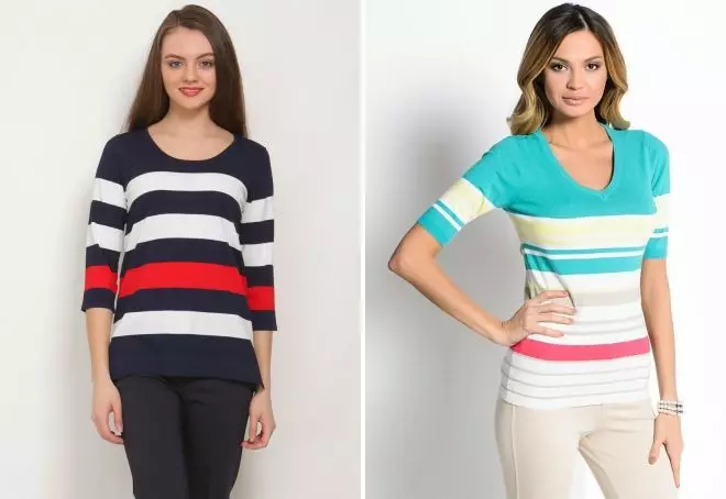 Women's striped sweater - black and white, red, knitted, knitted, with a heart, blue, multicolored, long, with what to wear? 3803_15