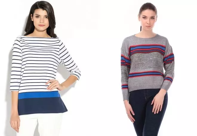 Women's striped sweater - black and white, red, knitted, knitted, with a heart, blue, multicolored, long, with what to wear? 3803_2