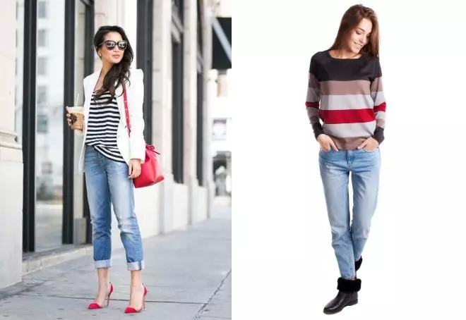 Women's striped sweater - black and white, red, knitted, knitted, with a heart, blue, multicolored, long, with what to wear? 3803_23