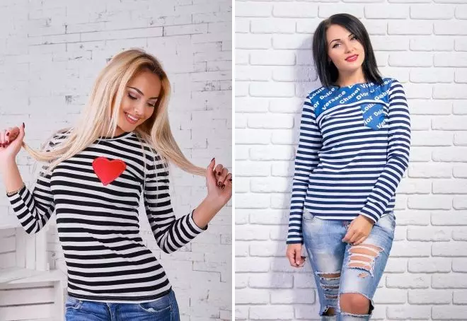 Women's striped sweater - black and white, red, knitted, knitted, with a heart, blue, multicolored, long, with what to wear? 3803_3