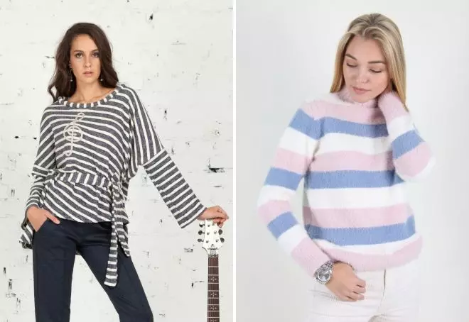 Women's striped sweater - black and white, red, knitted, knitted, with a heart, blue, multicolored, long, with what to wear? 3803_4