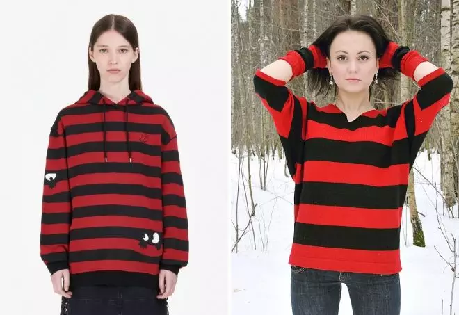 Women's striped sweater - black and white, red, knitted, knitted, with a heart, blue, multicolored, long, with what to wear? 3803_5