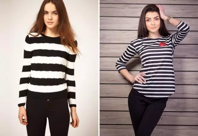 Women's striped sweater - black and white, red, knitted, knitted, with a heart, blue, multicolored, long, with what to wear? 3803_6