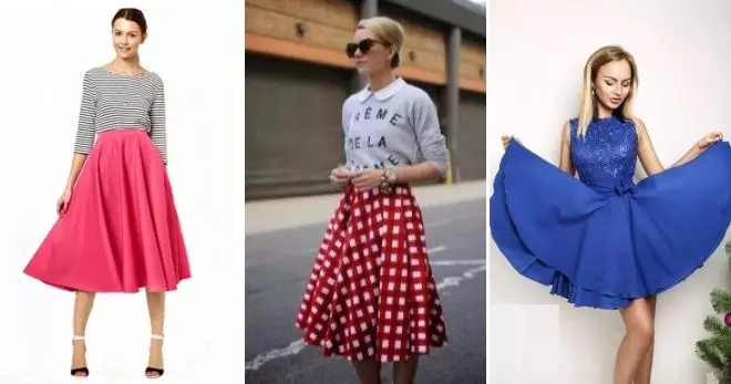 Sukne-slnko želé - dlhé, krátke, midi, koža, dvojité, na elastickom pásme, denim, polka dot, so záhybmi, vlnou, s tým, čo nosiť 3822_13