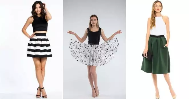 Skirt-sun galaretki - długie, krótkie, midi, skóra, podwójna, na elastycznym zespole, denim, kropki, z fałdami, wełną, z tym, co nosić 3822_15