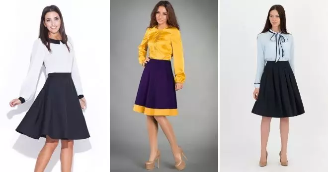 Skirt-sun galaretki - długie, krótkie, midi, skóra, podwójna, na elastycznym zespole, denim, kropki, z fałdami, wełną, z tym, co nosić 3822_2