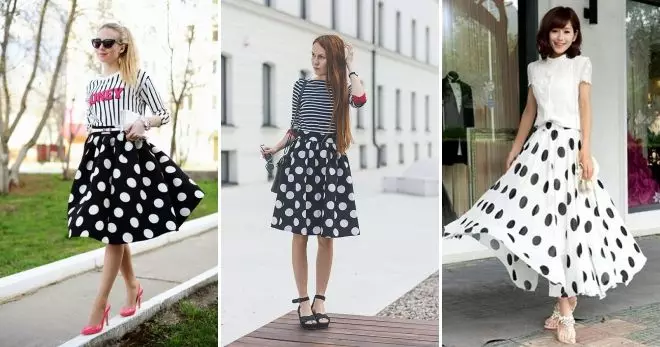 Skirt-sun galaretki - długie, krótkie, midi, skóra, podwójna, na elastycznym zespole, denim, kropki, z fałdami, wełną, z tym, co nosić 3822_21