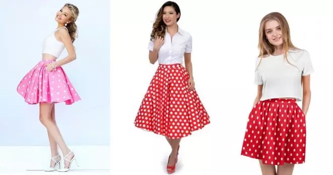 Skirt-sun jelly - long, short, midi, leather, double, on an elastic band, denim, polka dot, with folds, wool, with what to wear 3822_22