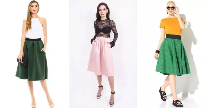 Skirt-sun galaretki - długie, krótkie, midi, skóra, podwójna, na elastycznym zespole, denim, kropki, z fałdami, wełną, z tym, co nosić 3822_3