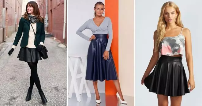 Skirt-sun galaretki - długie, krótkie, midi, skóra, podwójna, na elastycznym zespole, denim, kropki, z fałdami, wełną, z tym, co nosić 3822_9