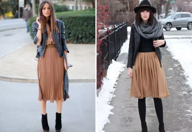 ყავისფერი skirt - ტყავი, suede, ხავერდოვანი, denim, ფანქარი, pleated, ნაქსოვი, რა უნდა ატაროს? 3826_9