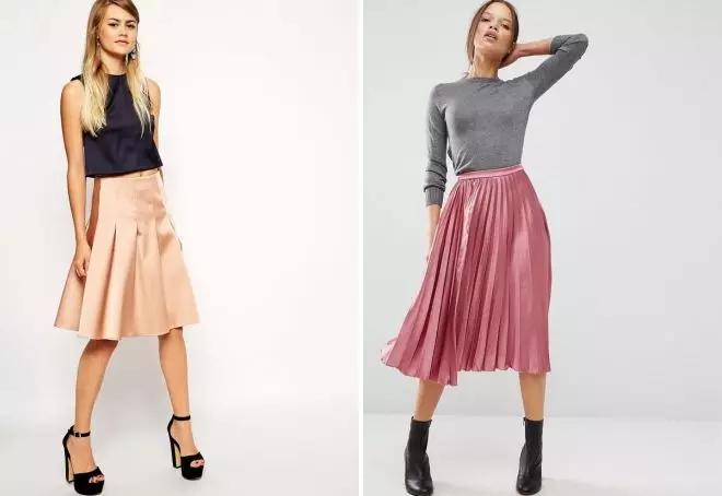 Jupe en satin à la mode: crayon, année, avec des plis, boucle, odeur, dentelle - que porter avec? 3834_10