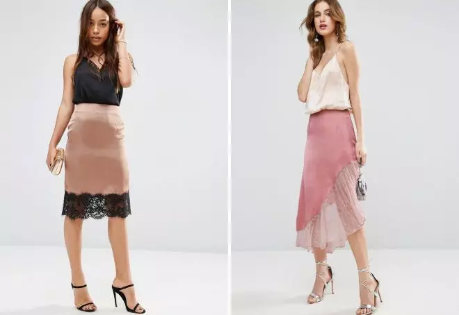 Jupe en satin à la mode: crayon, année, avec des plis, boucle, odeur, dentelle - que porter avec? 3834_13