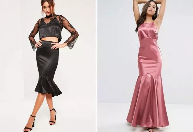 Jupe en satin à la mode: crayon, année, avec des plis, boucle, odeur, dentelle - que porter avec? 3834_14