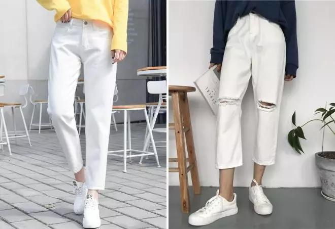 Tubi dei jeans da donna - Cosa indossare con quali scarpe con pantaloni da mosca blu, bianco, nero e grigio 3838_30