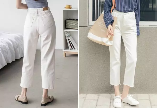 Tubi dei jeans da donna - Cosa indossare con quali scarpe con pantaloni da mosca blu, bianco, nero e grigio 3838_32