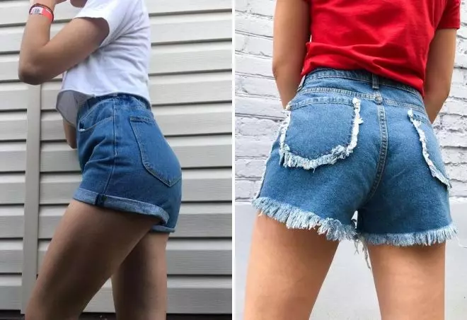 Dámske šortky s ťažkým pásom - Denim, tkanina, široký, šport, koža 3845_4