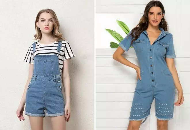 Women's summer overalls with shorts - from denim, chiffon, flax, cotton, lace, with what wearing, images 3848_5