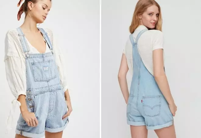 Naisten kesän haalarit, joissa on shortsit - denim, sifonki, pellava, puuvilla, pitsi, mitä yllään, kuvia 3848_6