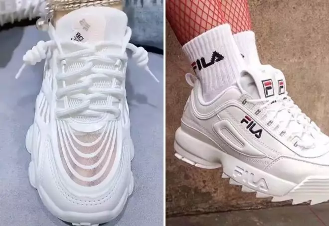 Je, ni sneakers ya mtindo sasa - kwenye jukwaa, mizizi ya juu, inang'aa na bila shoelaces 3854_32