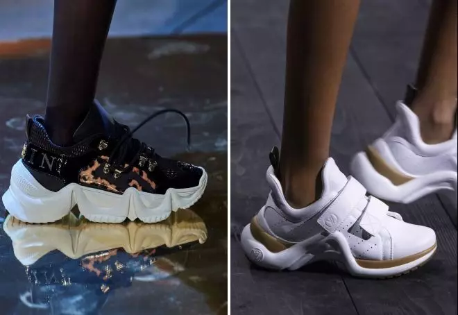 Scarpe da ginnastica alla moda sulle suole alte, con strass e pelliccia 3863_9