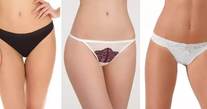 Tanga panties tan-nisa - dak li look like, dak li huma differenti mill-Riżultat pożittiv, bizzilla, b'inżul għoli, openwork, qoton, ġbid, għall komplut