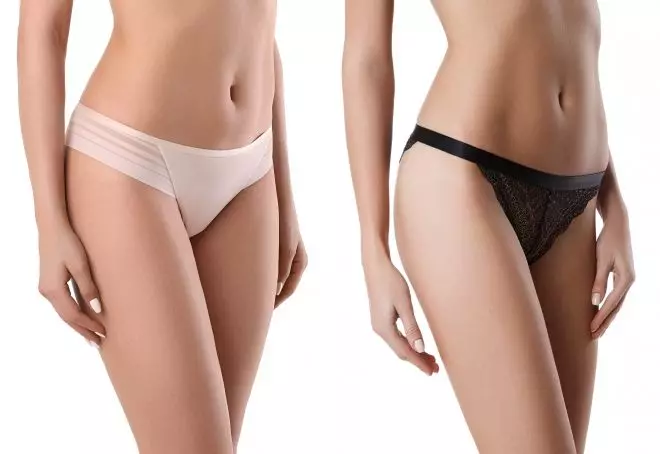 Women sa panty mismo Tanga - unsa sila tan-awon sama sa, unsa sila lahi gikan sa mga kumagko sa kamot, sinawalo, uban sa hatag-as nga landing, openwork, gapas, nagbira, alang sa bug-os nga 3892_2