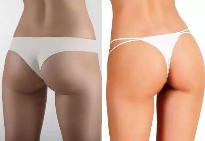 Women sa panty mismo Tanga - unsa sila tan-awon sama sa, unsa sila lahi gikan sa mga kumagko sa kamot, sinawalo, uban sa hatag-as nga landing, openwork, gapas, nagbira, alang sa bug-os nga 3892_3