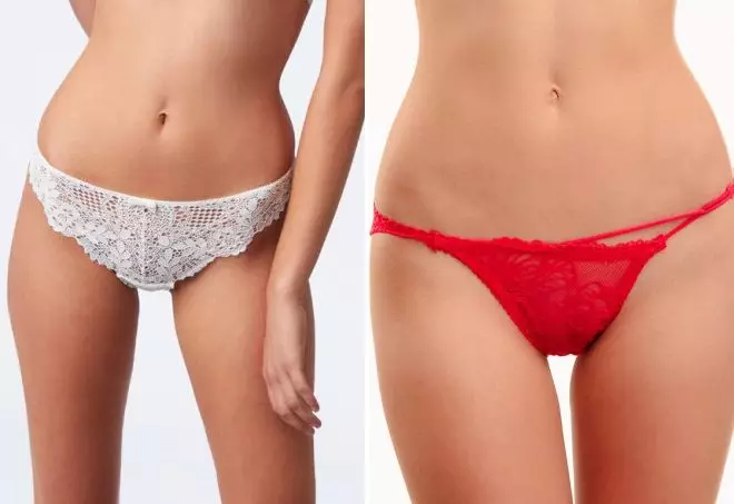 Women sa panty mismo Tanga - unsa sila tan-awon sama sa, unsa sila lahi gikan sa mga kumagko sa kamot, sinawalo, uban sa hatag-as nga landing, openwork, gapas, nagbira, alang sa bug-os nga 3892_7