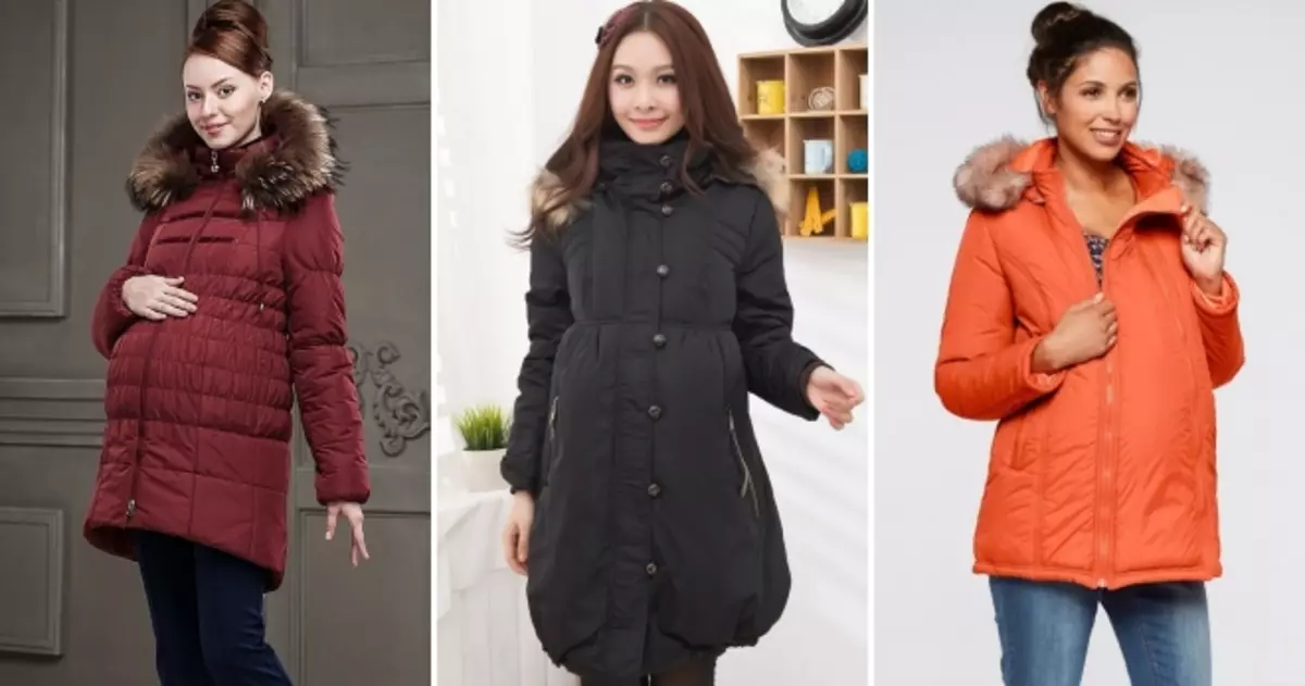 Modische Winter Daunenjacke für schwangere Frauen - Transformator, 3 in 1, mit Einsatz, Eibisch