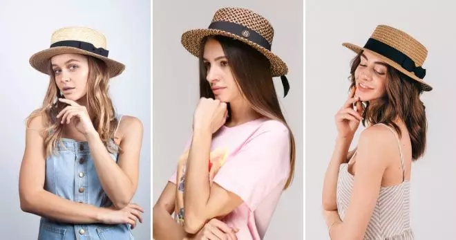 Hat Hat của phụ nữ - Lịch sử, rơm, cảm thấy, với cà vạt, ruy băng, hoa, ren, dòng chữ, Pompons 3964_3