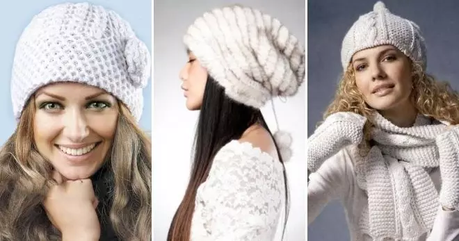 Skaista sieviešu balta cepure - Ushanka, kažokādas, liels spogulis, ar pompon, ausīm, bizītes, beztaras, ķivere, sports, bini 3970_11